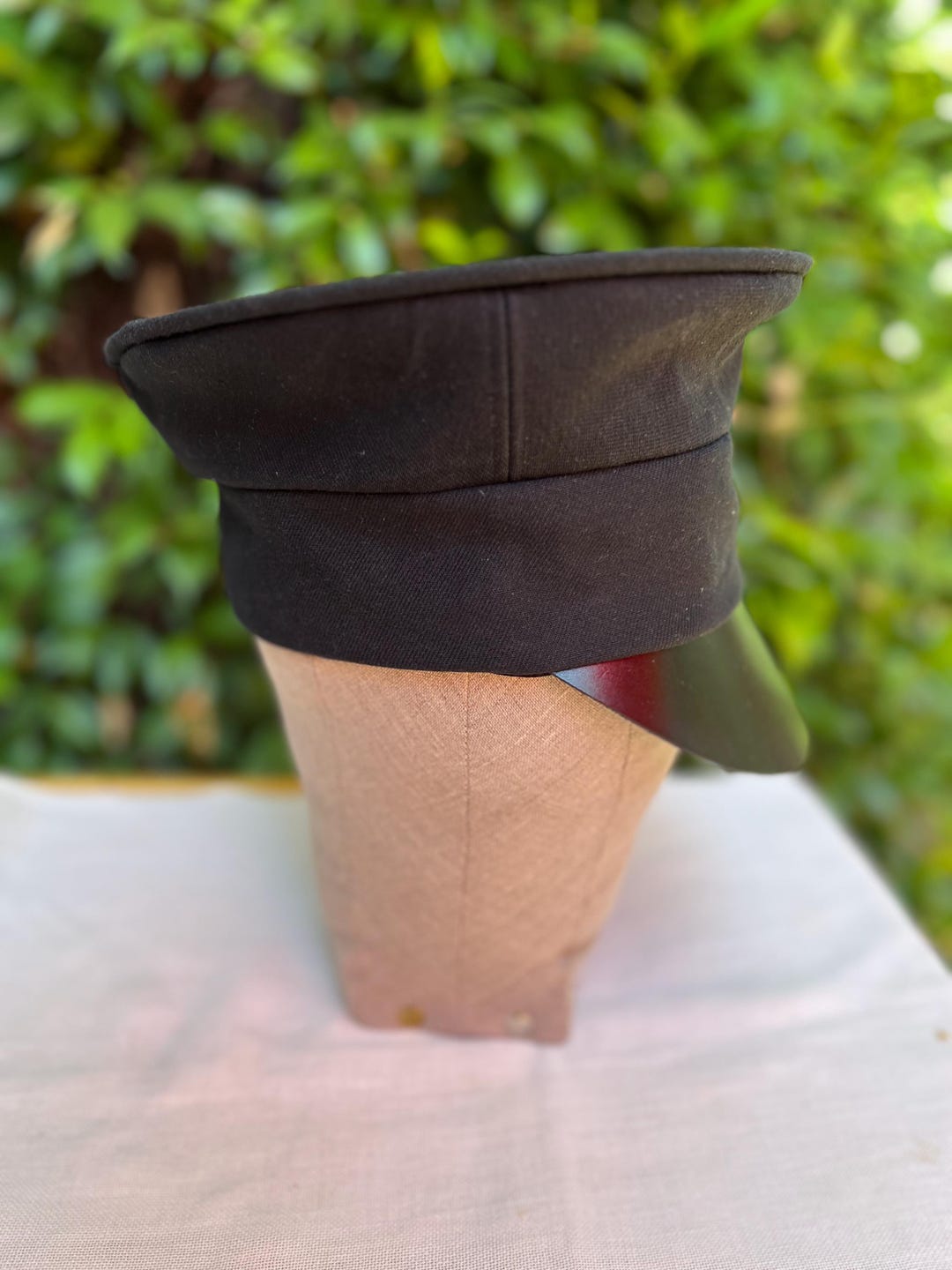 Man's 19th Century, Black Mechanic's Hat or wheel Cap, Size 7 3/8, 23 ...