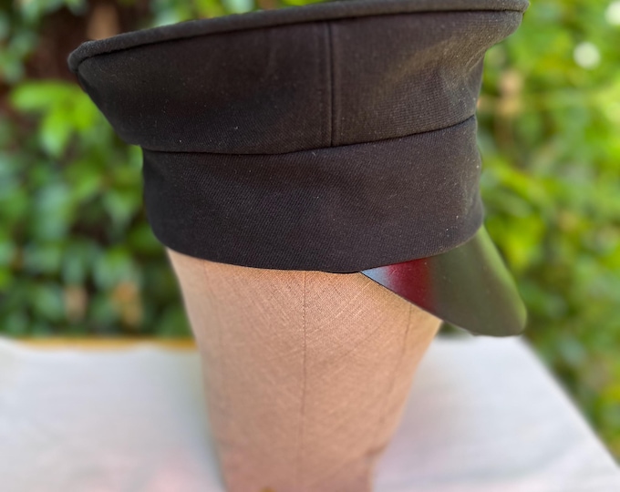 Man's 19th Century, Black Mechanic's Hat or ‘wheel Cap’, Size 7 3/8, 23 ...