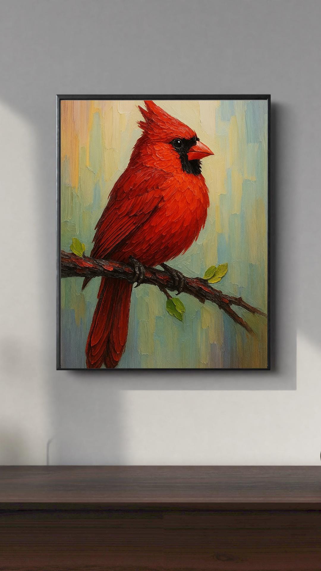 Cardinal Bird Wall Art, Red Bird Oil Painting, Printable Bird Art ...