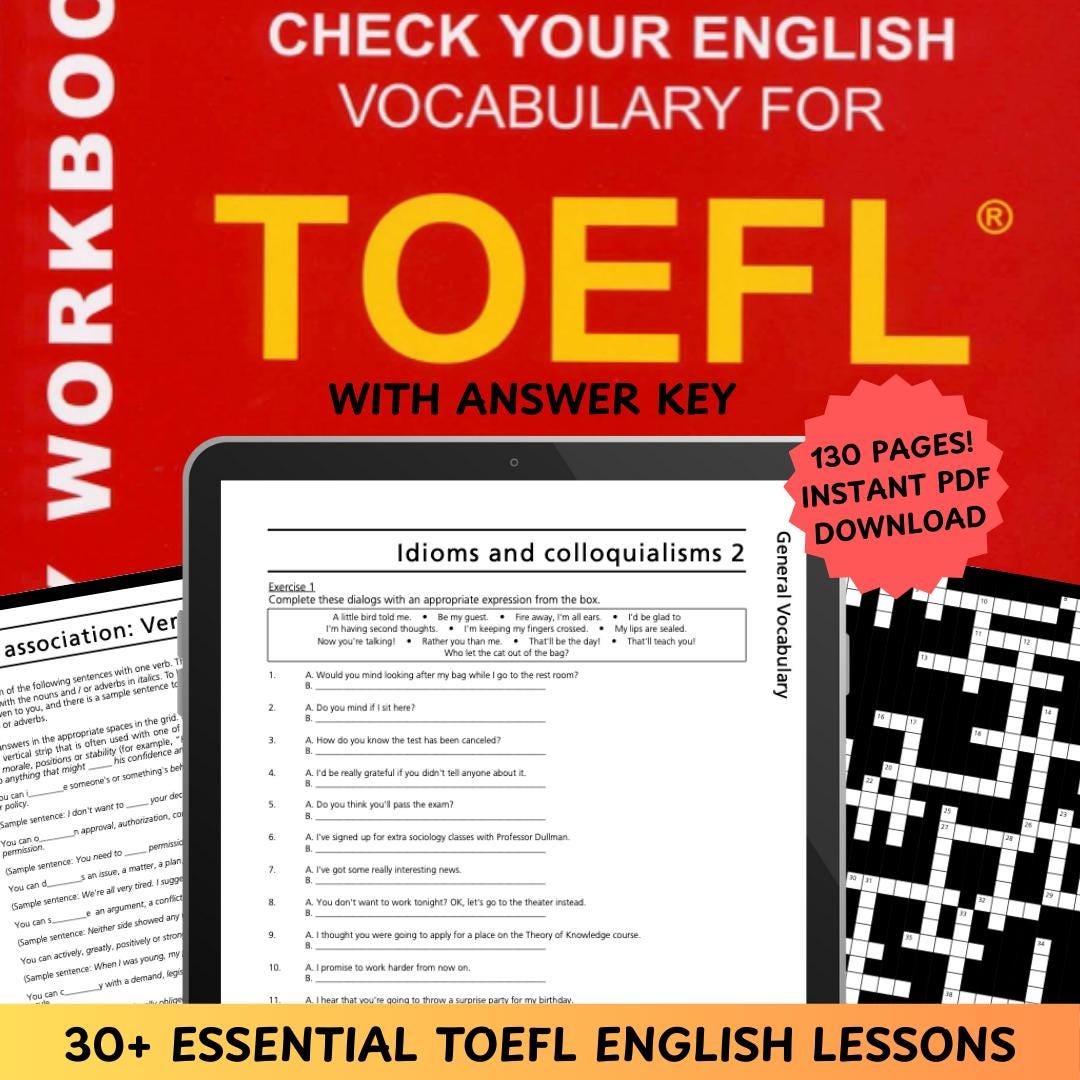 Check Your English TOEFL Vocabulary Book Essential for Student Practice Workbook ESL Exam Prep ...