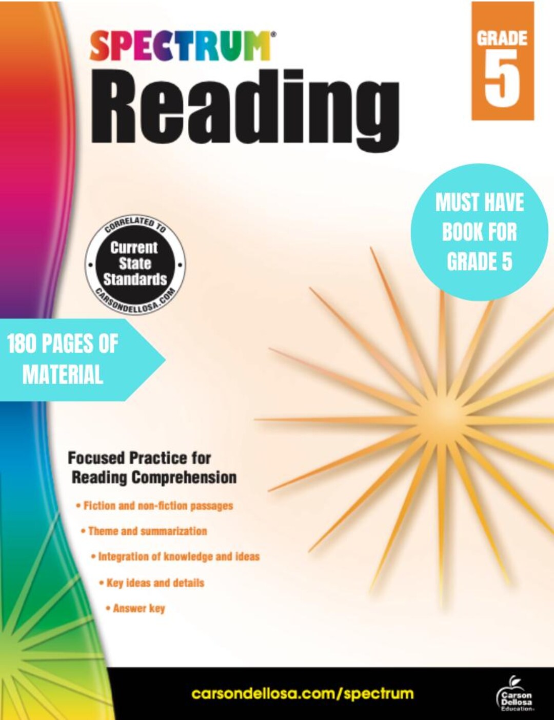 Spectrum Reading Grade 5 Back to School Language ESL Homeschool Reading ...