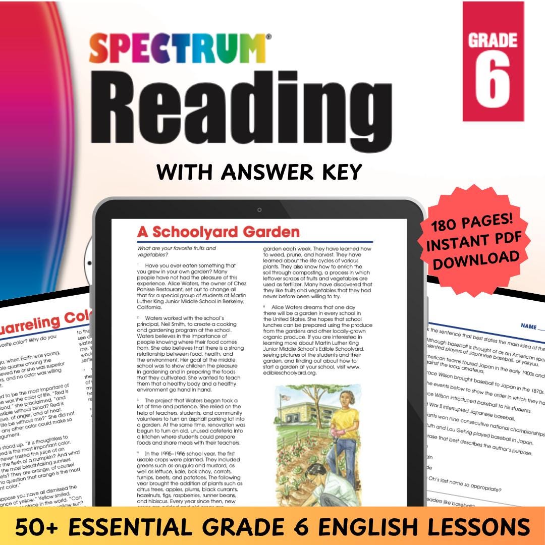 50+ English Language Spectrum Reading Grade 6 ESL TEFL Back to School ...