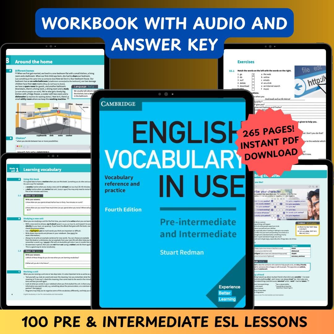 Cambridge English Vocabulary in Use 100 Units Book B1 ESL Self-study Classroom Practice Pre ...