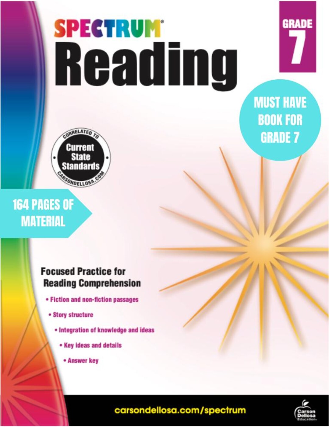 Spectrum Reading Grade 7 Back to School Language ESL Homeschool Reading ...