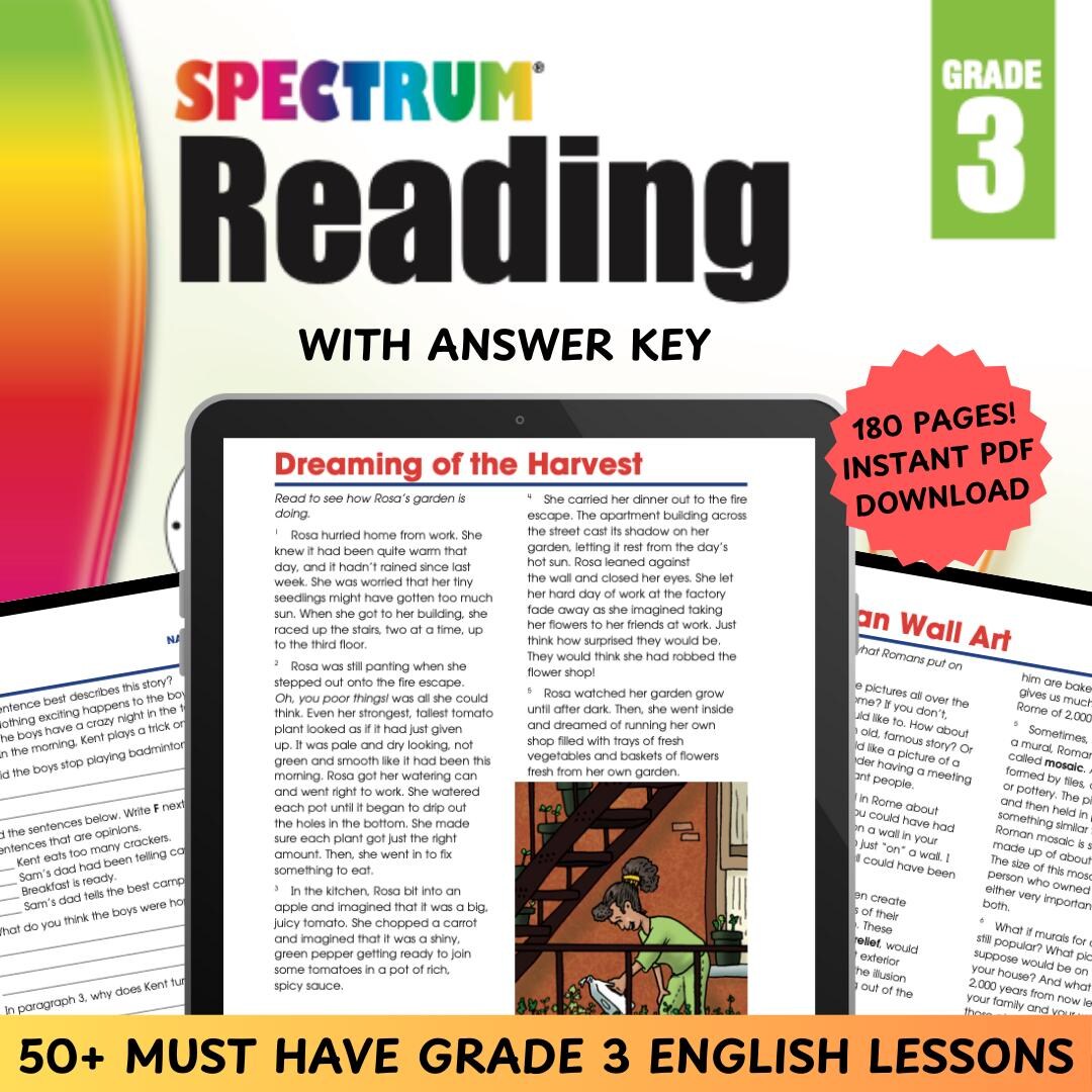 50+ English Language Spectrum Reading Grade 3 ESL TEFL Back to School ...