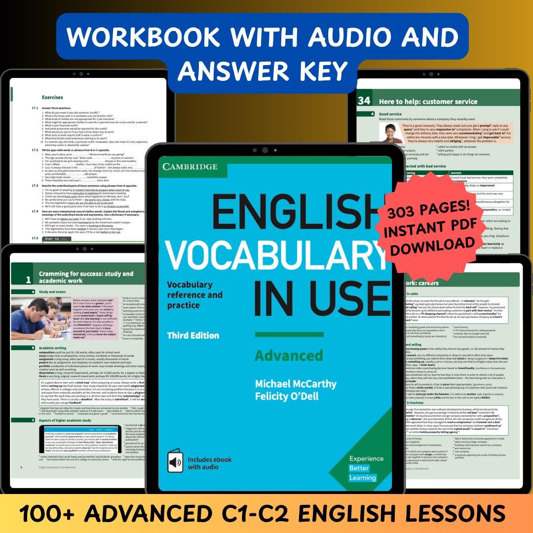 Cambridge English Vocabulary in Use Advanced Level 100 Units Book for ...