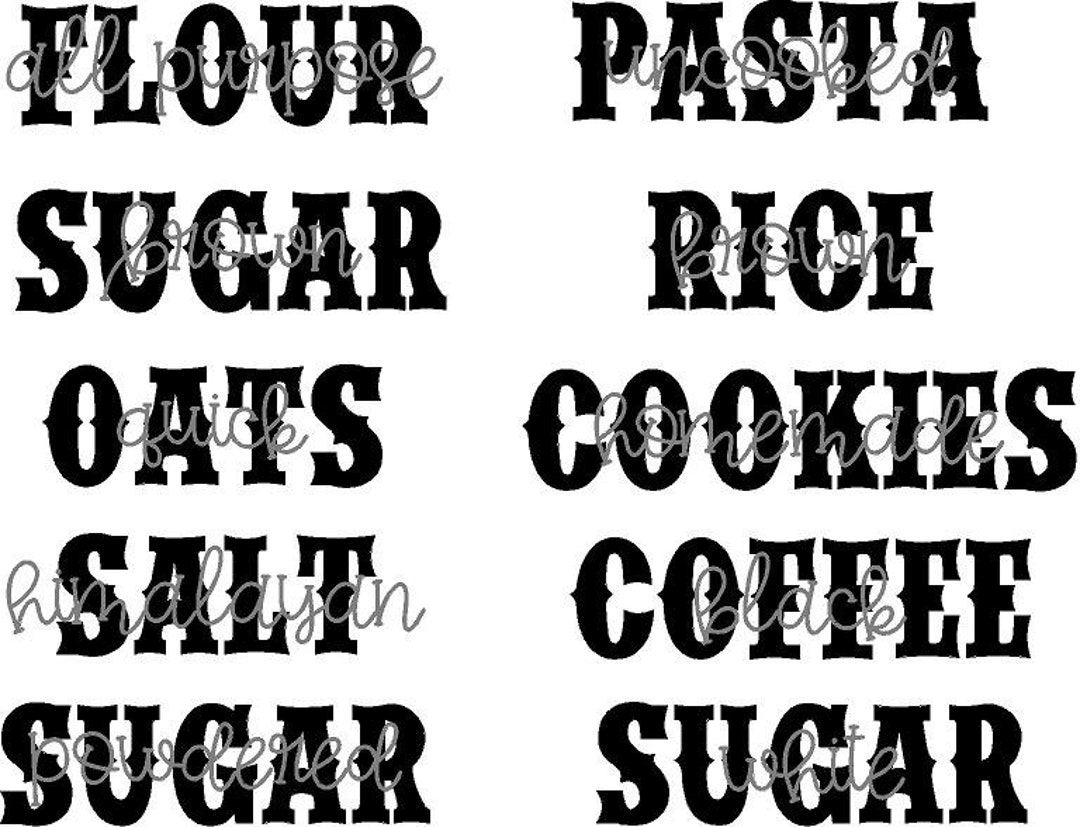 Layered and Descriptive Canister Labels Kitchen Accessory Vinyl Wall ...