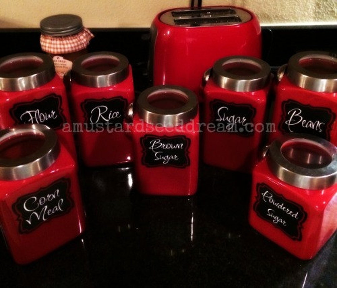 Kitchen Canister Labels Kitchen Accessory Vinyl Wall Art Lettering - Etsy