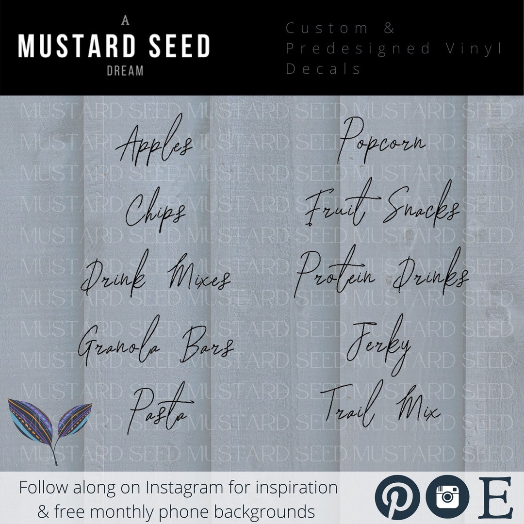 Pantry Labels With Scrip Font - Vinyl Wall Art, Graphics, Lettering ...
