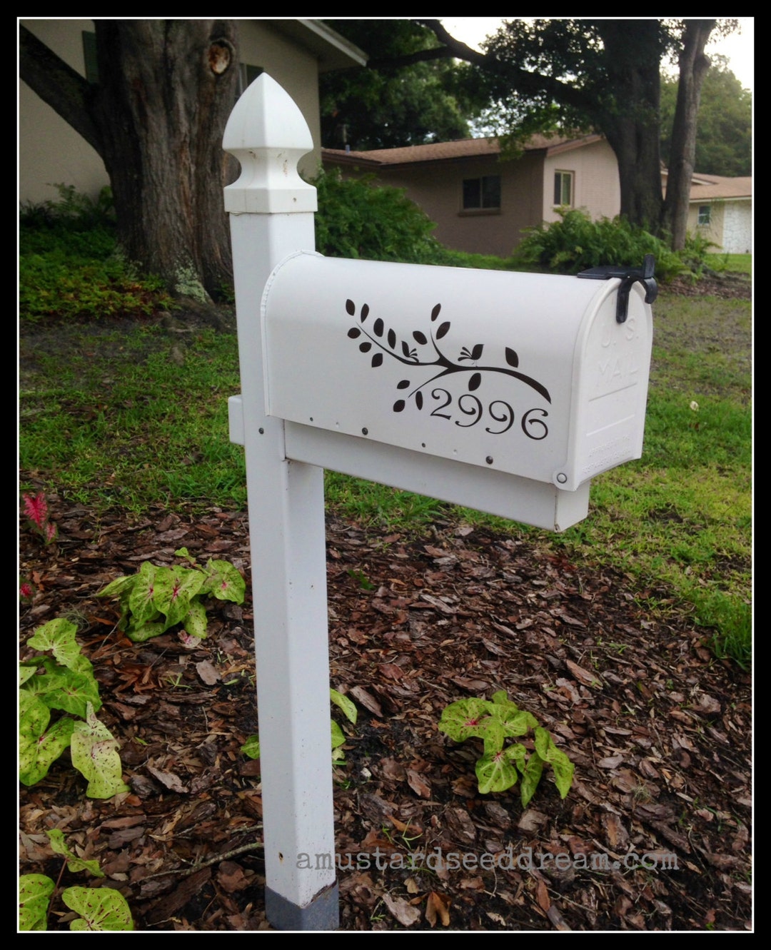 Personalized Mailbox Decal With Branch, Birds and Numbers - Vinyl Wall ...