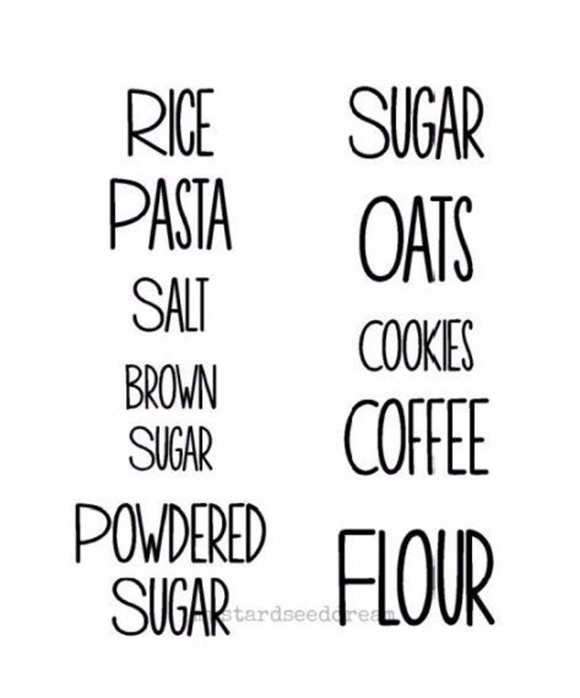 Canister Labels Simple Font Flour Sugar Oats Rice Pasta Tea Coffee ...
