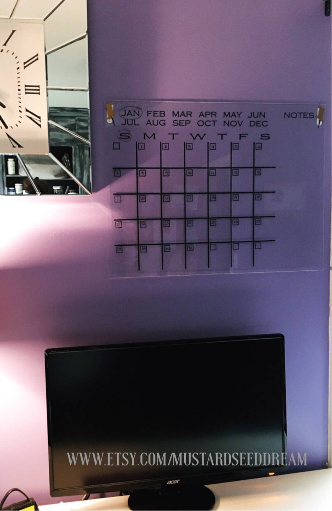 Dry Erase Calendar Vinyl Wall Art Graphics Lettering - Etsy