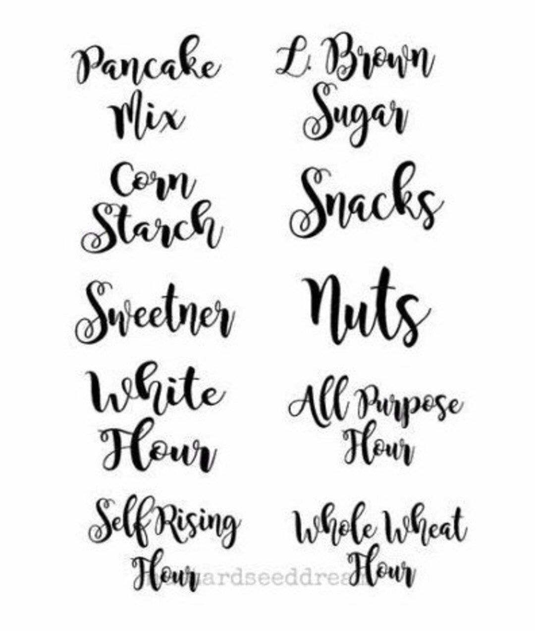 Canister Labels Set #2 Pancake Mix L. Brown Sugar Cornstarch Snacks ...