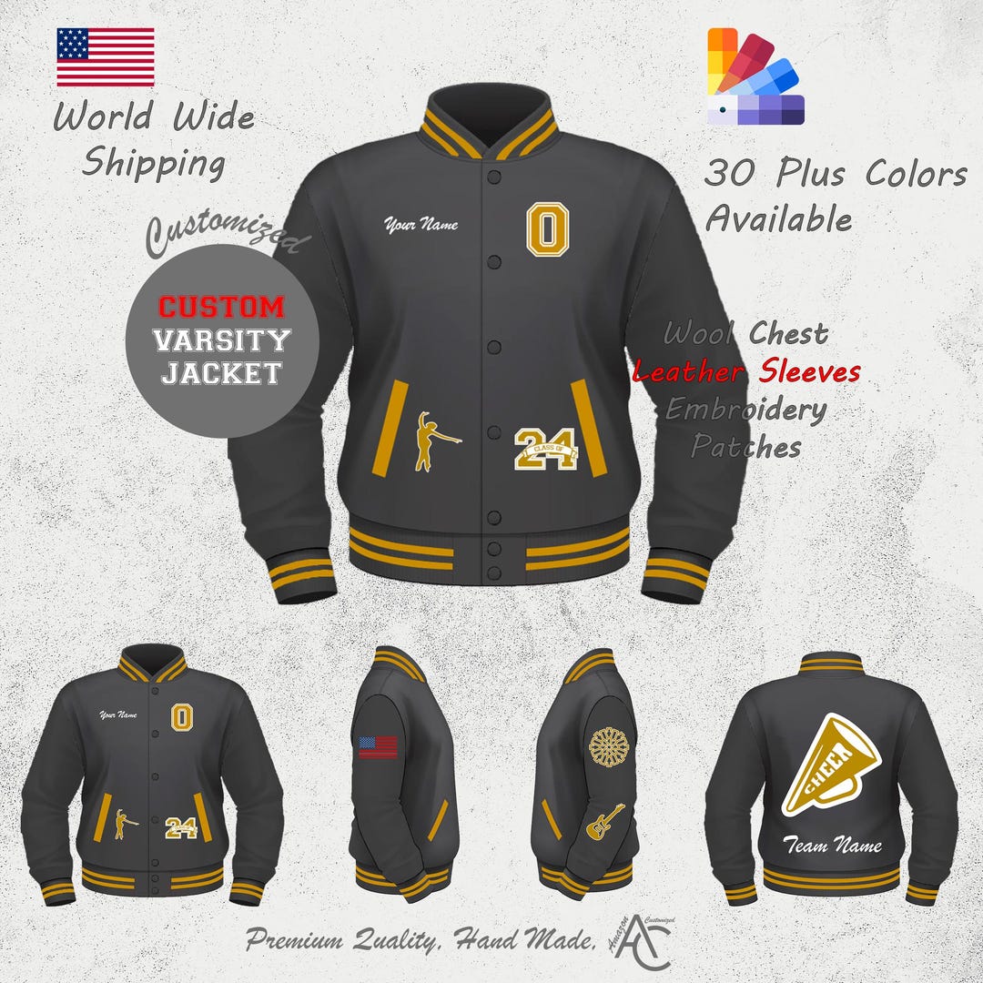 Custom Varsity Jacket Letterman , Personalised School Team Jacket With ...