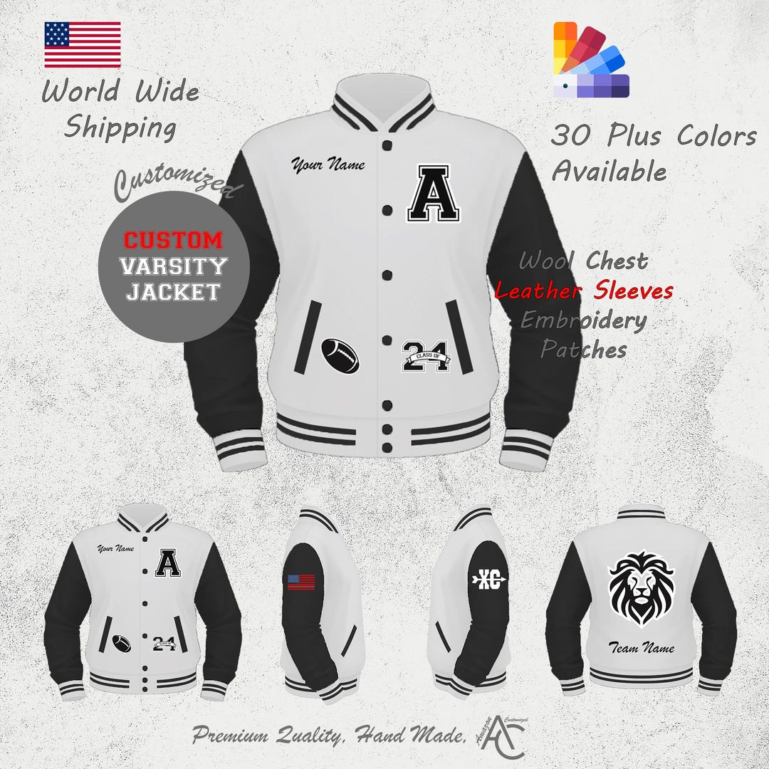 Custom Varsity Jacket Letterman , Chenille Patches School Jacket With ...