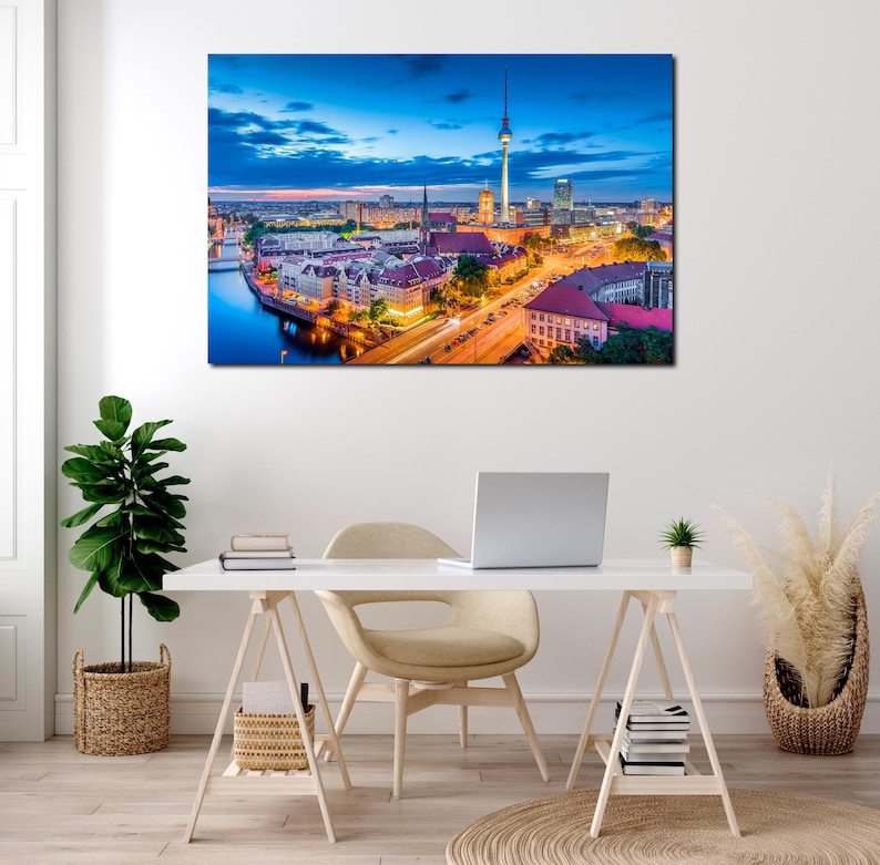 Berlin Skyline Canvas – Night City Wall Art, Germany Travel Poster With ...