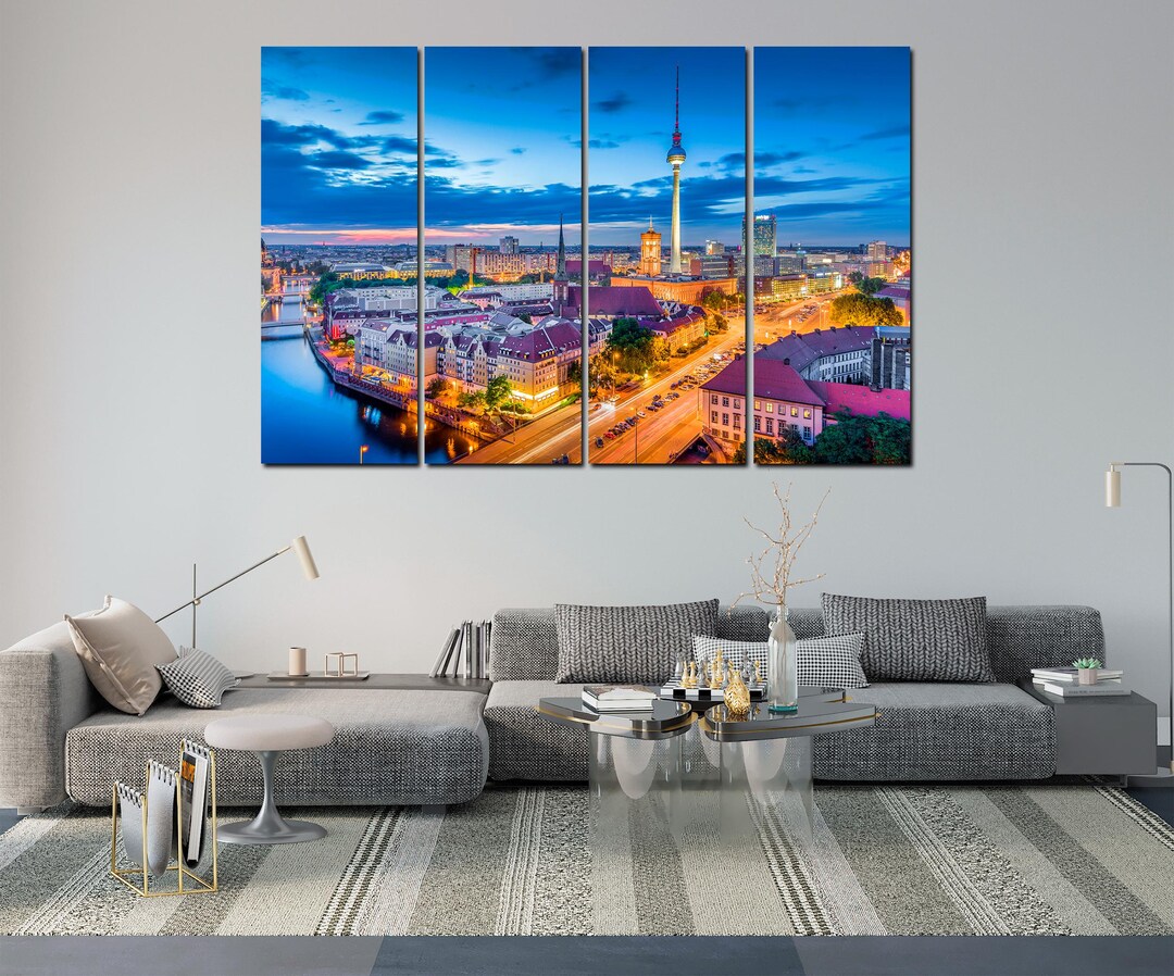 Berlin Skyline Canvas – Night City Wall Art, Germany Travel Poster With ...