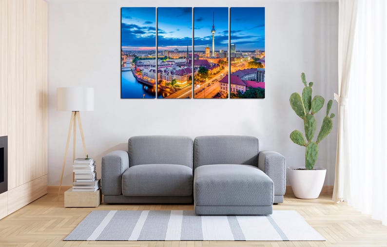 Berlin Skyline Canvas – Night City Wall Art, Germany Travel Poster With ...