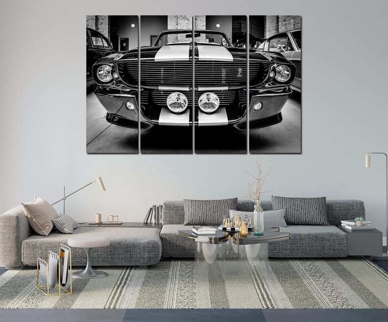 Shelby Mustang GT500 Eleanor (1967) Wall Art – Black & White Muscle ...