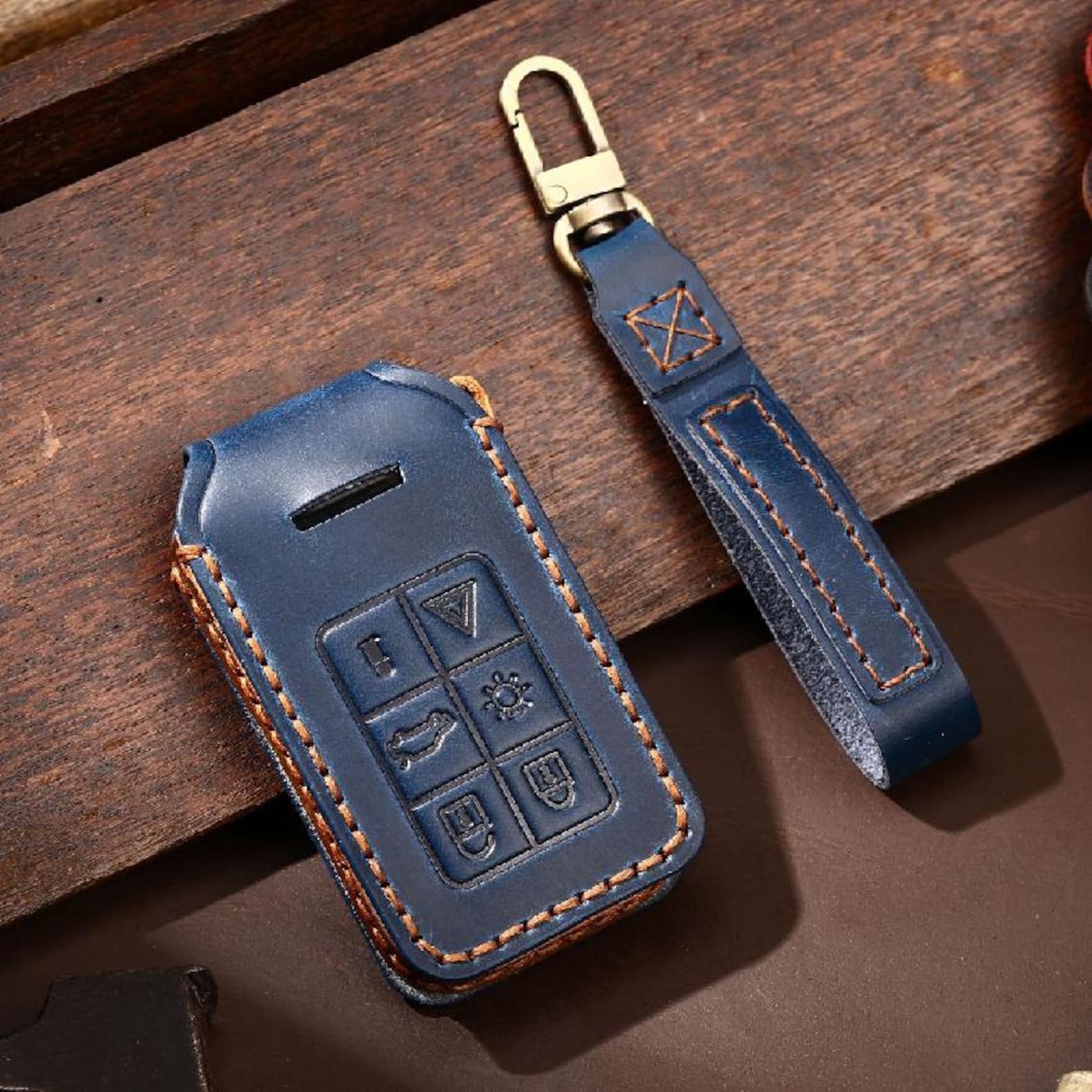 Leather Key Fob for Volvo XC60 XC90 S90 Pure Handmade Key Cover - Etsy