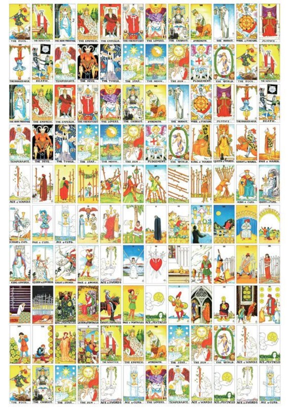 PDF Printable Color Your Own Tarot Decks Instant Download Etsy