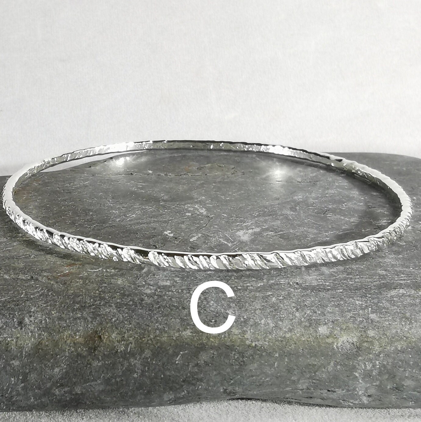 Stacking Bangles (set of 2): Handmade, Hammered Sterling Silver - Etsy UK