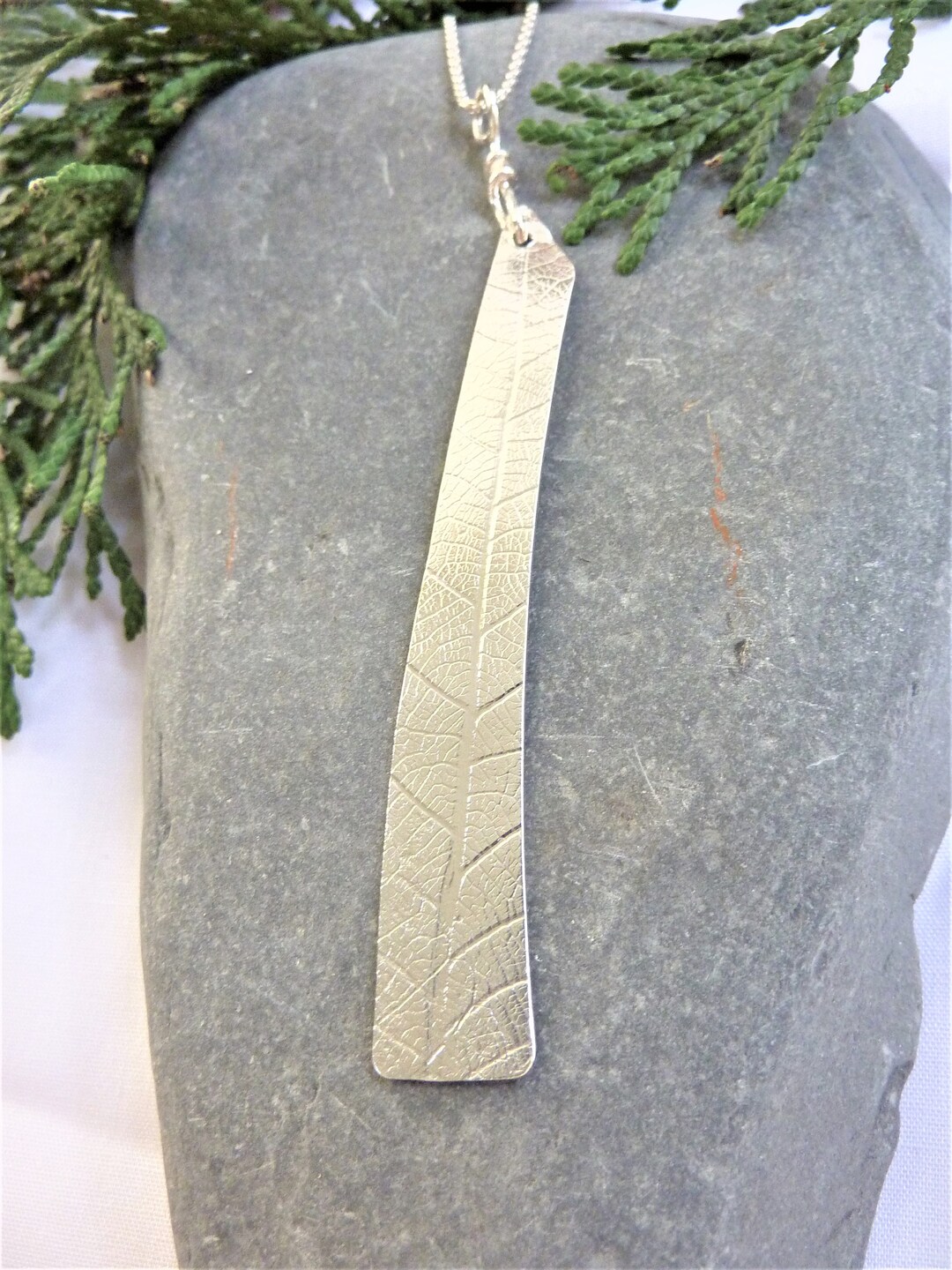Pendant With Leaf Texture: Handmade Sterling Silver - Etsy