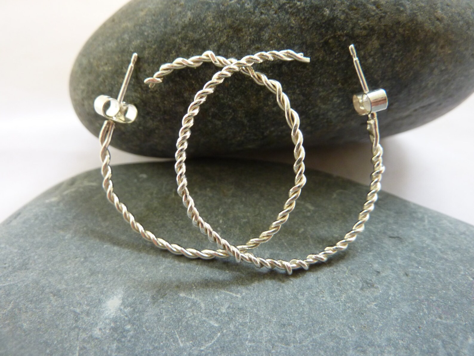 Twisted wire hoop earrings: Handmade sterling silver | Etsy