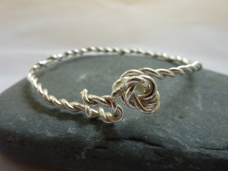 Twisted Silver Wire Stacking Bangle With Feature Twisted Wire - Etsy