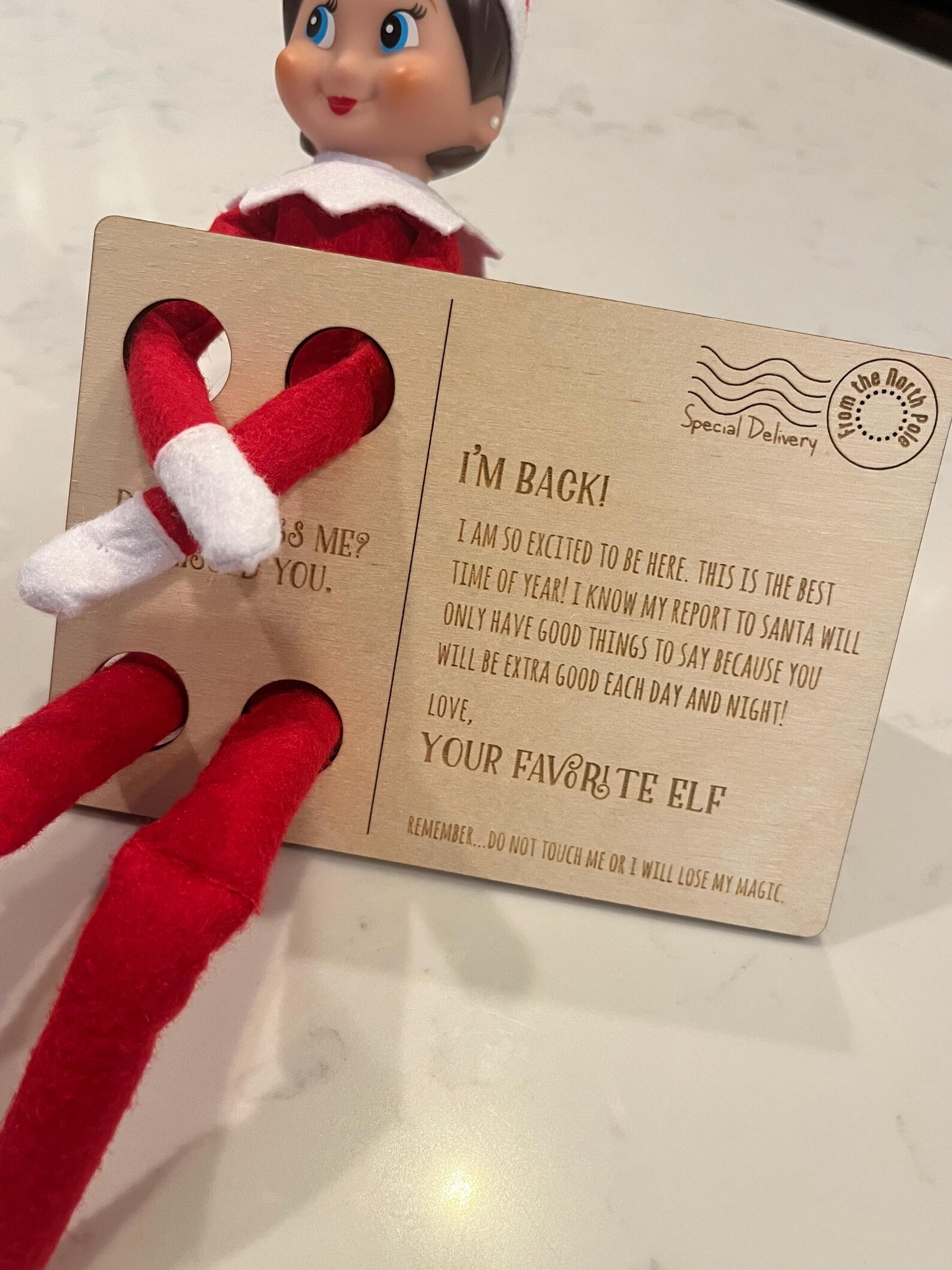 I'm Back Elf Postcard Standard Laser Engraved Elf Decor Wood Keepsake ...
