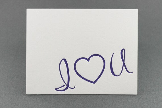 I Heart U Letterpress Card - Etsy