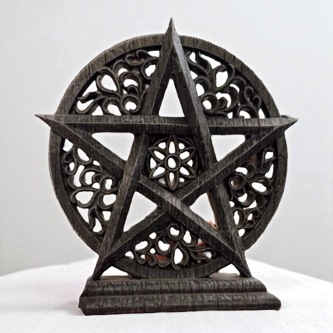 Pentagram Pentacle Wood Statue Wooden Altar Choice of Sizes Symbol of ...