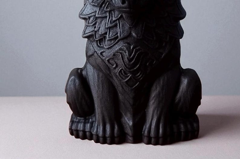 Fenrir Wolf Statue Norse Mythology Decor Wood Carvin Fenrir Norse Wolf ...