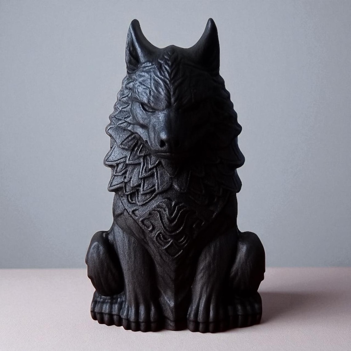 Fenrir Wolf Statue Norse Mythology Decor Wood Carvin Fenrir Norse Wolf ...