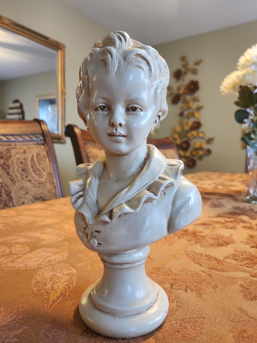 Vintage Statue Alexander Backer Boy Chalkware Ivory Victorian Revival ...