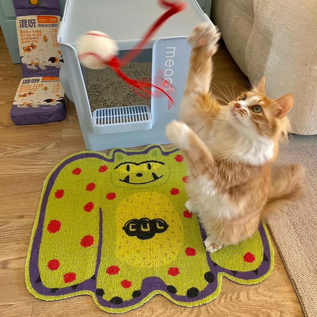 Monster Cat Litter Mat: Waterproof PVC, Non-slip - Culpaw Pets - Etsy