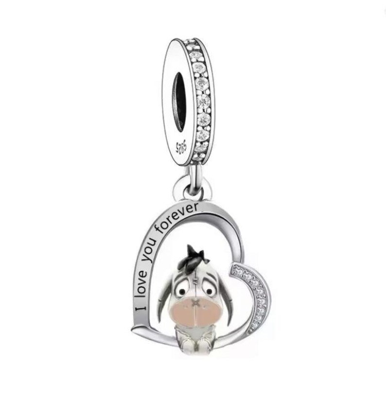 S925 Sterling Silver Eeyore Donkey I Love You Pendant Charm Pooh Bear ...