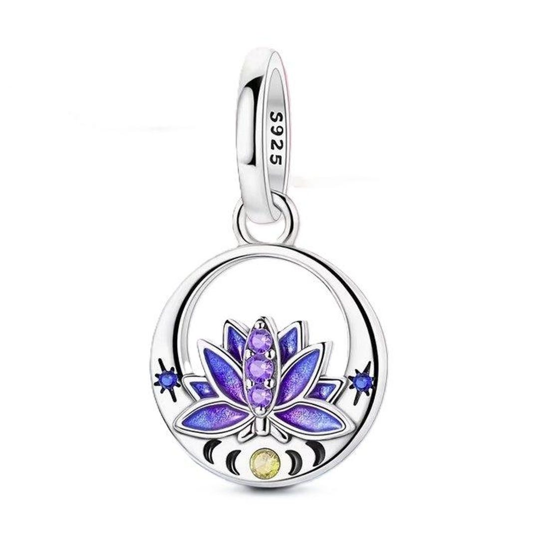 S925 Sterling Silver Hanging Blue Lotus Mystical Charm Pendant - AVILIA ...