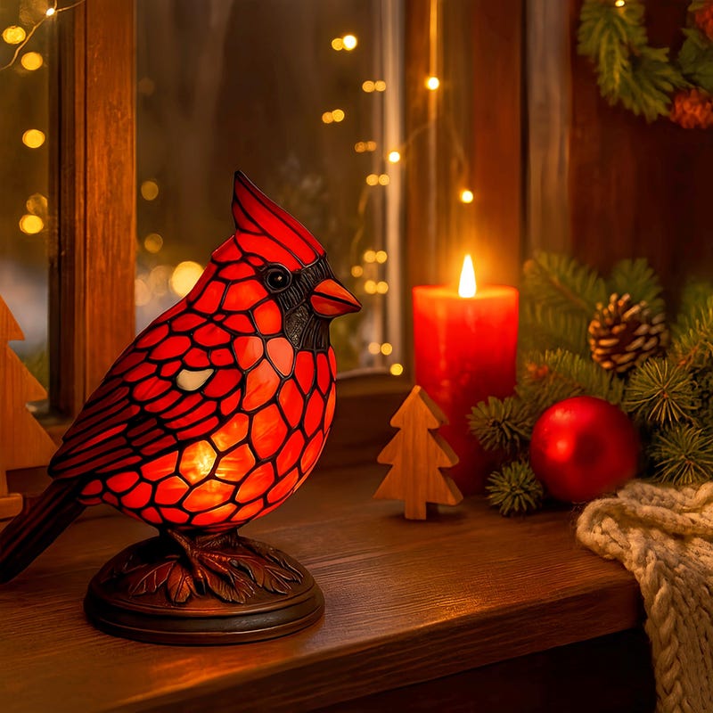 Stained Glass Cardinal Lamps - Etsy