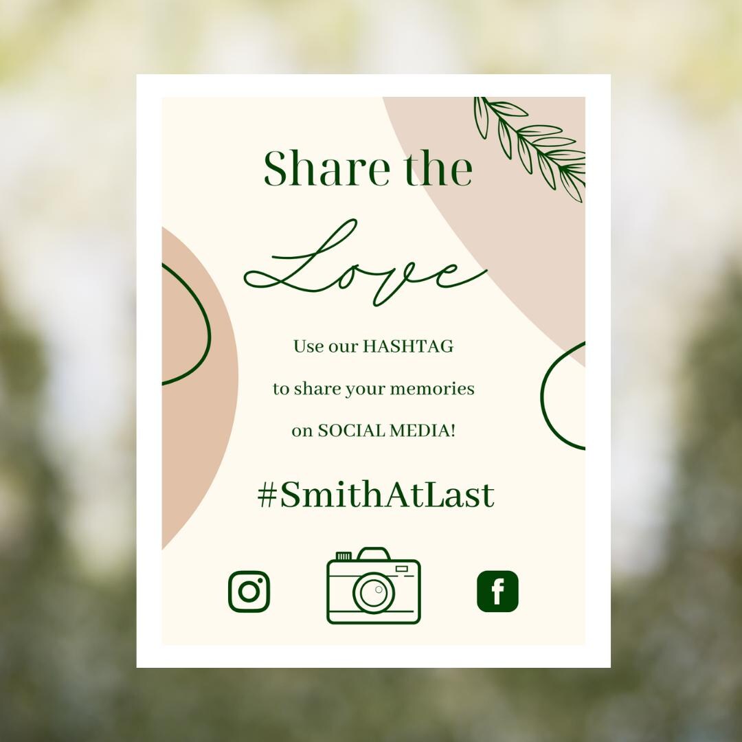 Modern Wedding Hashtag Sign Template | Editable in Canva | Printable ...