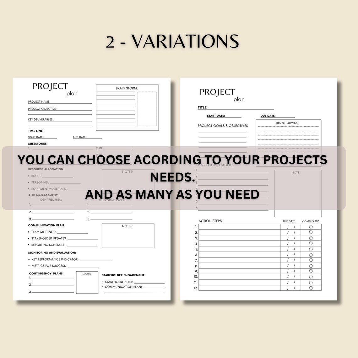 Project Planner Printable | Work Planner | Project Timeline Tracker ...