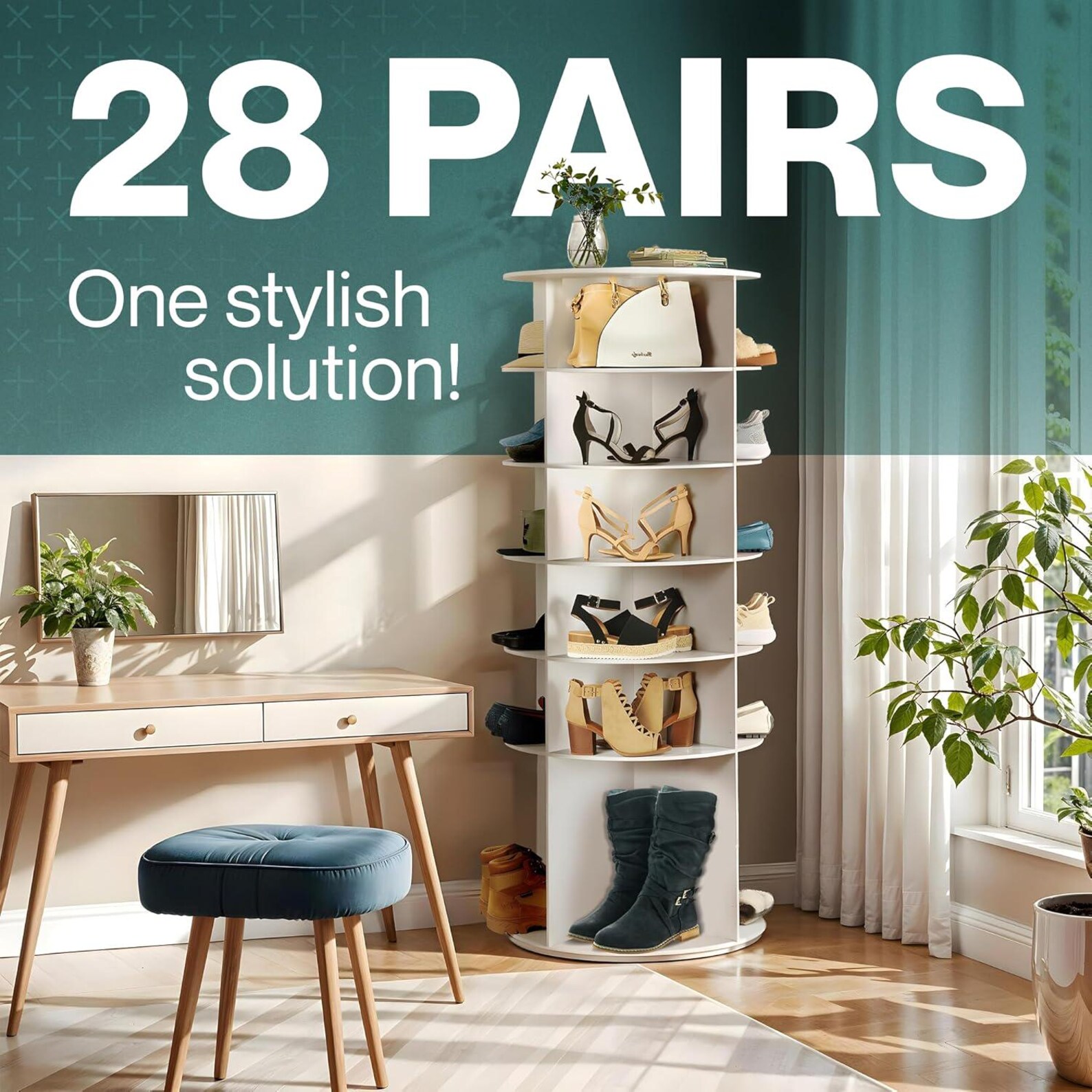 Loft and Ivy 7 Tier Rotating Shoe Rack Tower 360 Spinning Lazy Susan ...