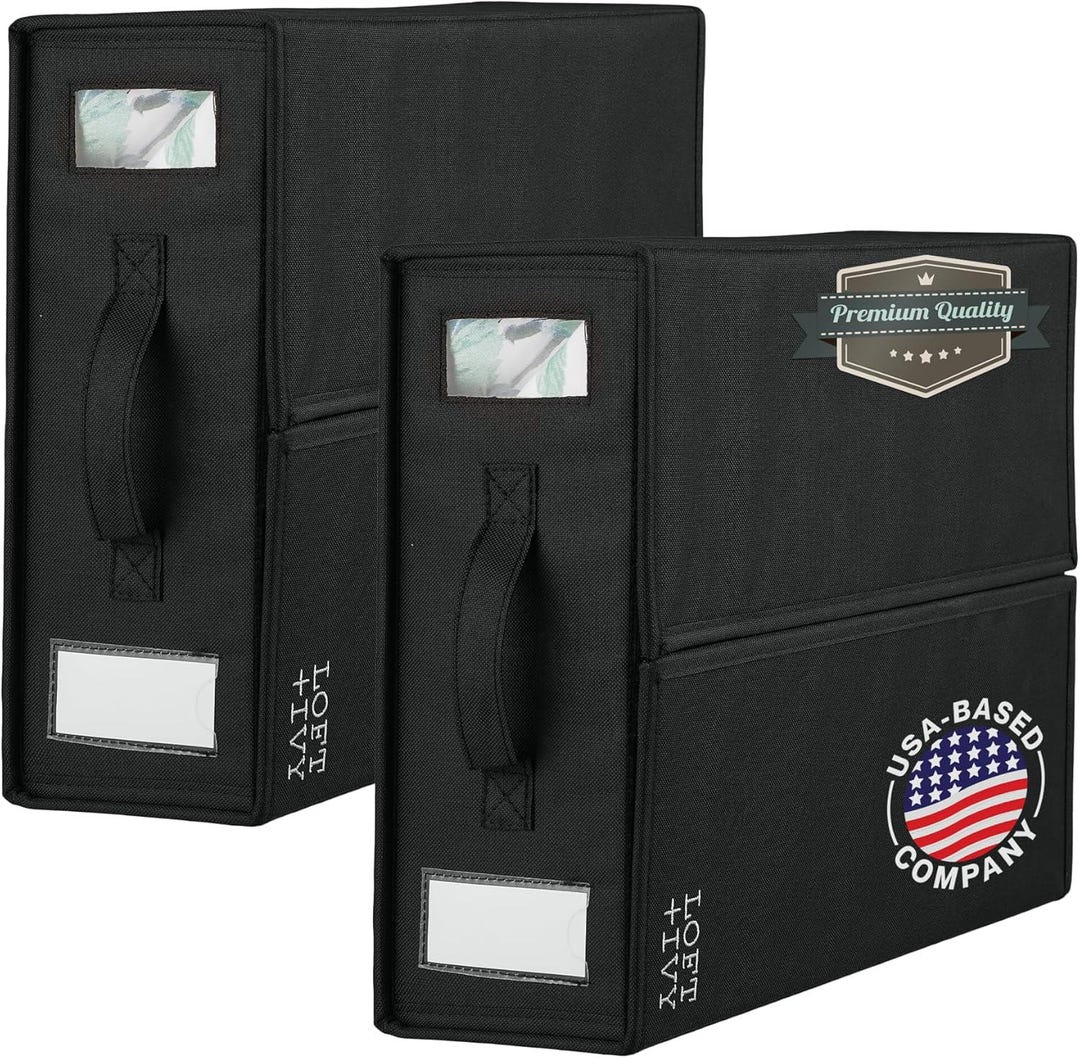 Loft and Ivy Sheet Organizer Box Set – 2-pack Foldable Bedding Storage ...