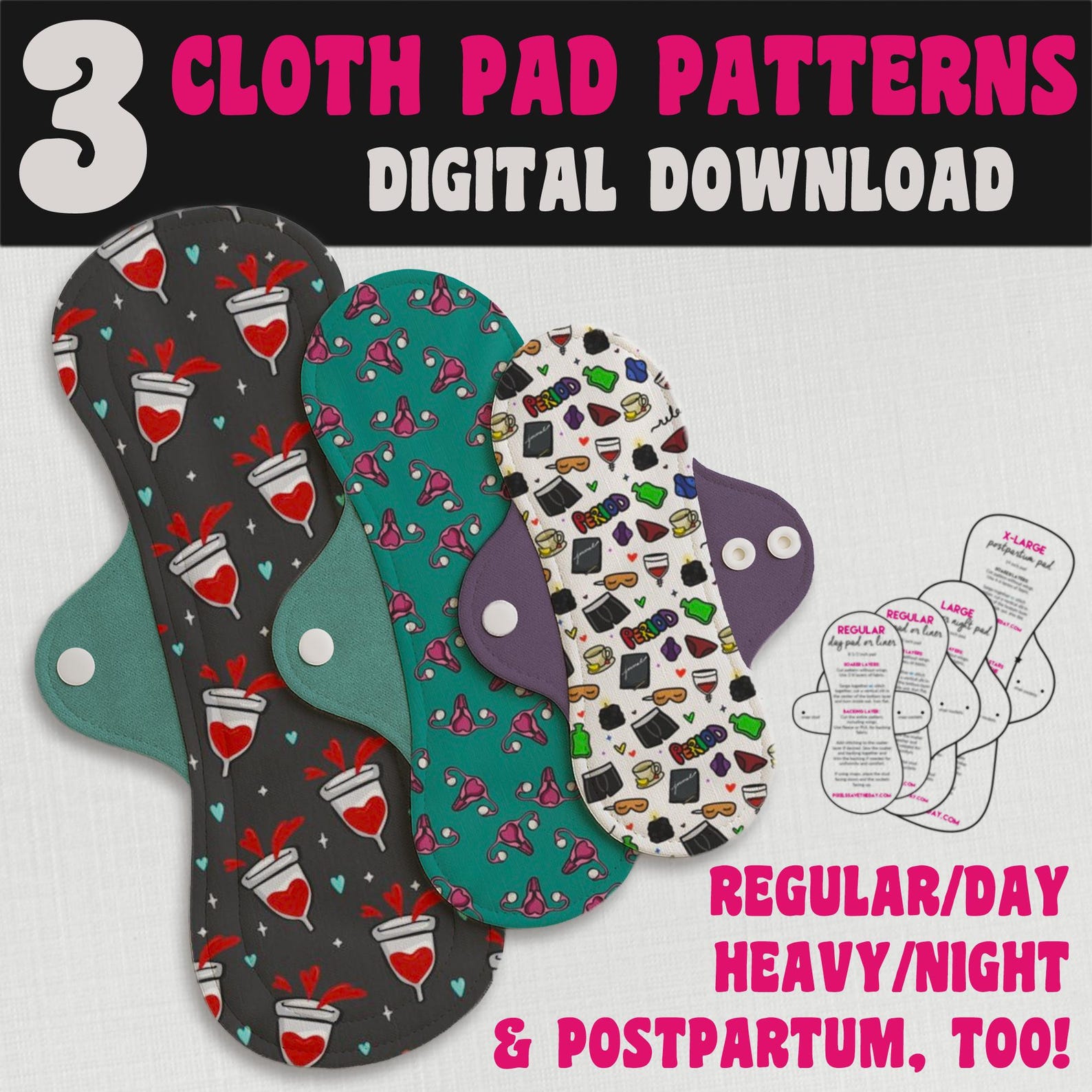 PDF Cloth Menstrual Pad Pattern Pack: Instant Download - Etsy