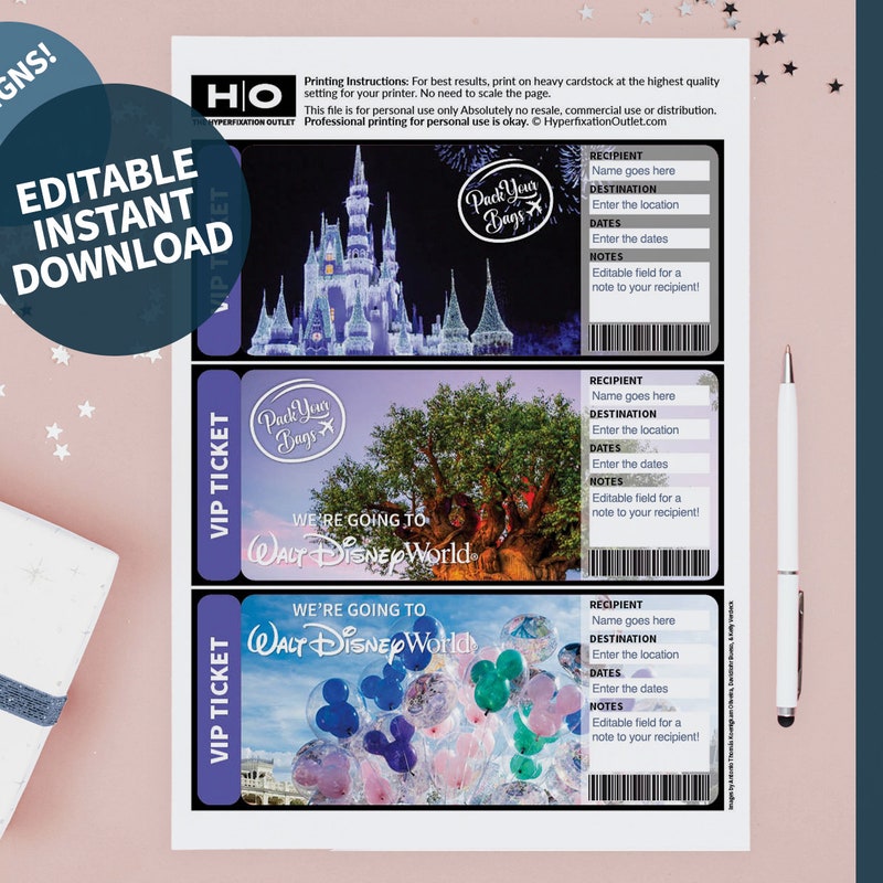 Disneyland Ticket Printable - Etsy