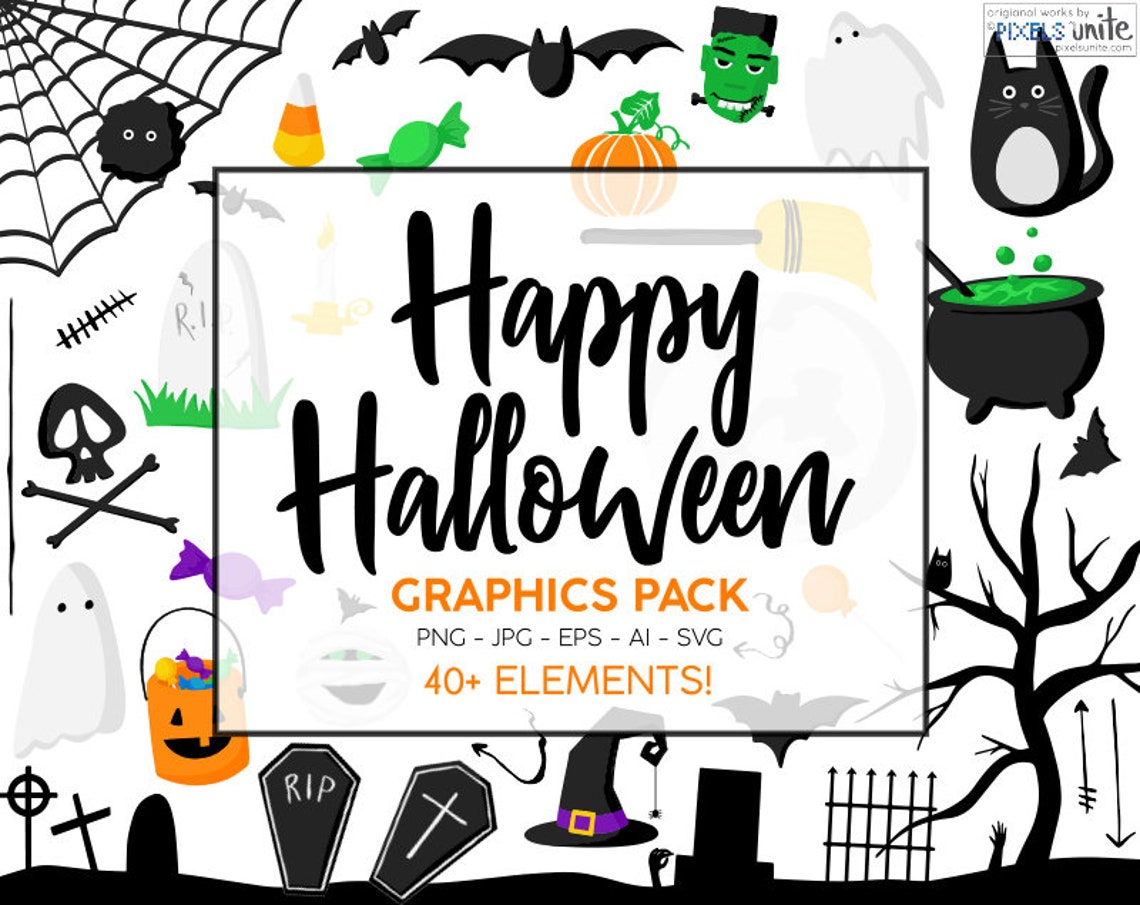 Halloween Graphics, Clip Art, Vector, Printable, Digital Download - Etsy