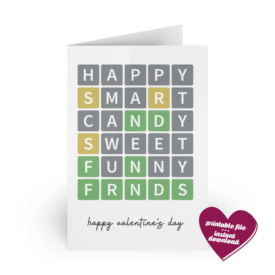 Wordle Valentine's Day Card Friends Parody Humor Funny Printable ...