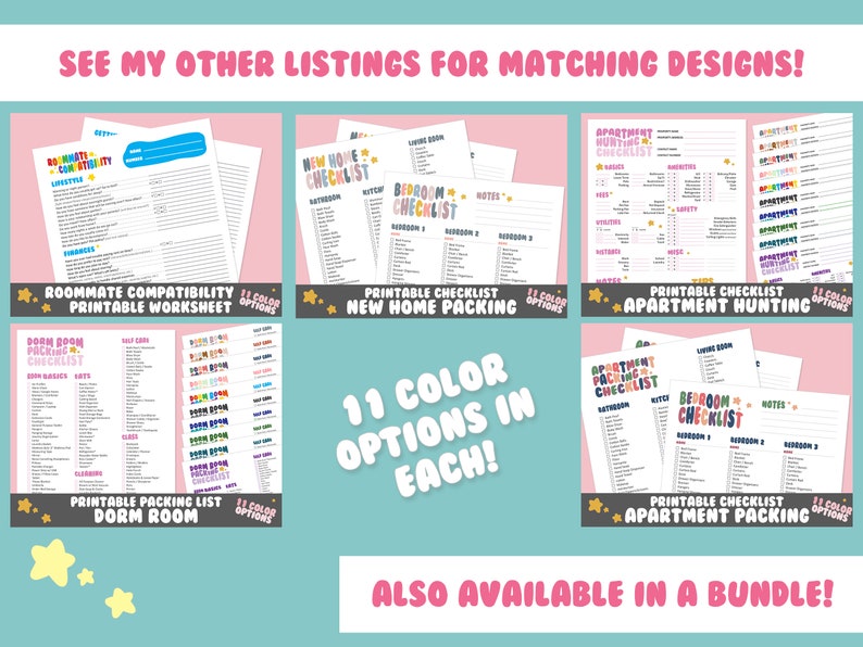Apartment Search Checklist 11 Color Options Organization - Etsy