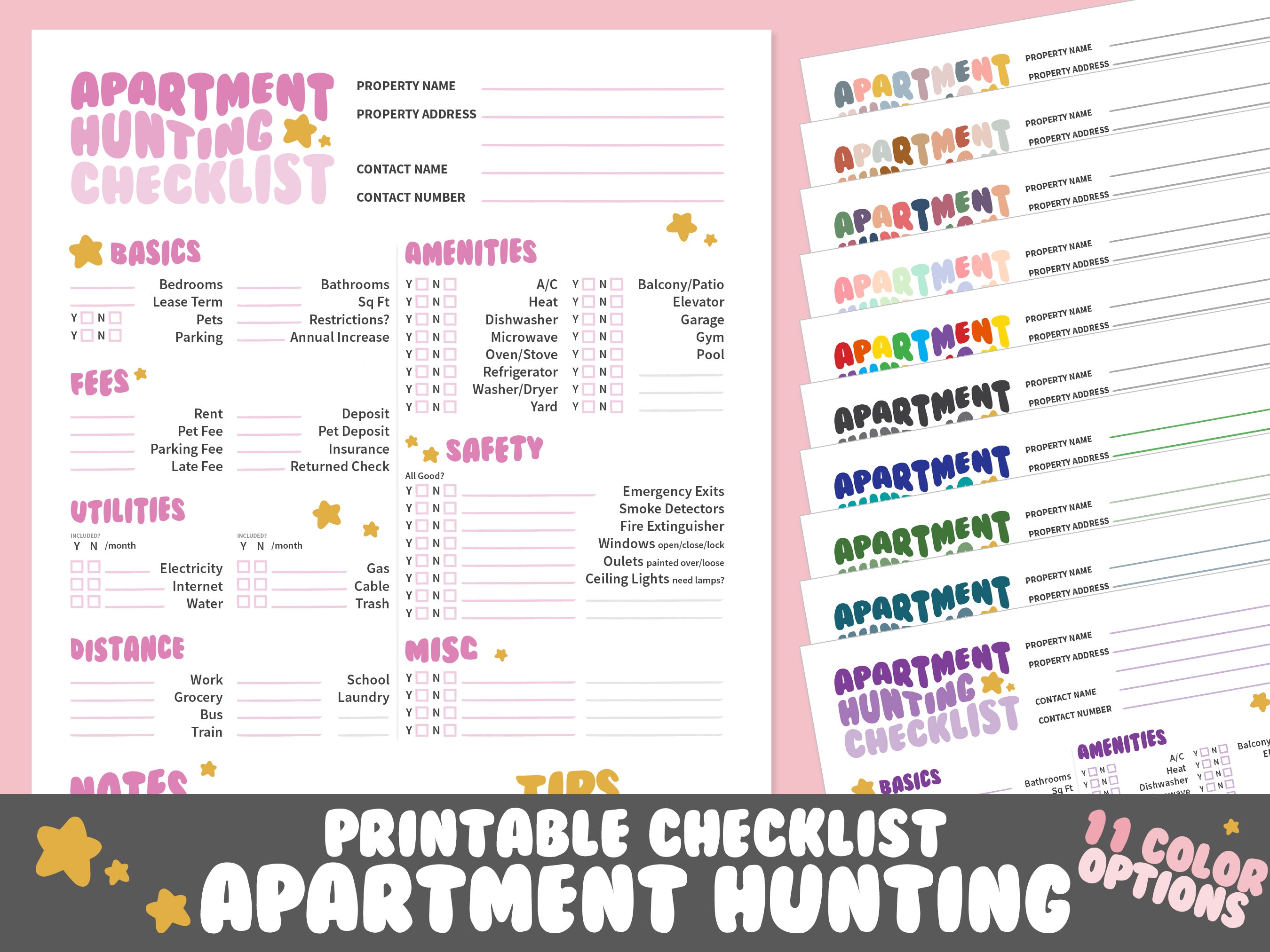 Apartment Hunting Checklist: Printable Home Search Planner (instant PDF ...