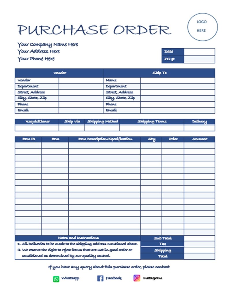 Minimalist Purchase Order Template, Small Business Invoice Editable ...